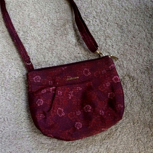 Travelon | Bags | Travelon Plum Colored Floral Crossbody Bag | Poshmark